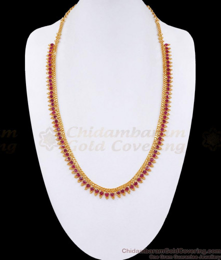 Kasu Malai, Ruby Stone Gold Plated Aaram, American Diamond Aaram ...