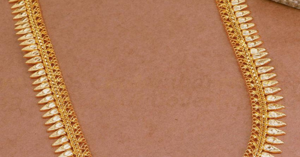 Kerala Mullai Mottu One Gram Gold Long Haram Design Online HR3136
