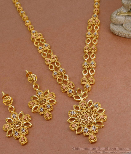 Trendy Calcutta Design Gold Forming Bridal Set Haram Necklace With ...