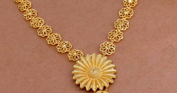 Latest 1 Gram Gold Bridal Haram Floral Pendant Design Online HR3203