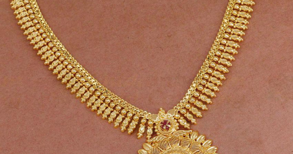 Traditional One Gram Gold Long Haram Mullai Arumbu Design HR3246