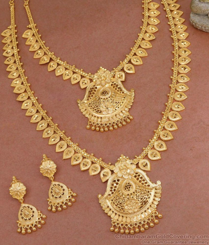 CKMN167 Oval Beads Gold Chain Pavazha Malai Designs