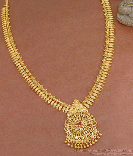 Kasu Malai, Ruby Stone Gold Plated Aaram, American Diamond Aaram ...
