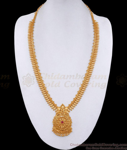 Buy Lakshmi Coin Gold Imitation Haram Ruby Stone Collections HR2908