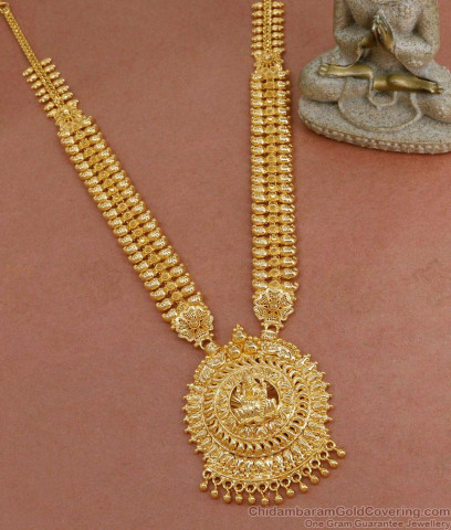 Traditional Lakshmi Design One Gram Gold Haram Without Stone HR3265