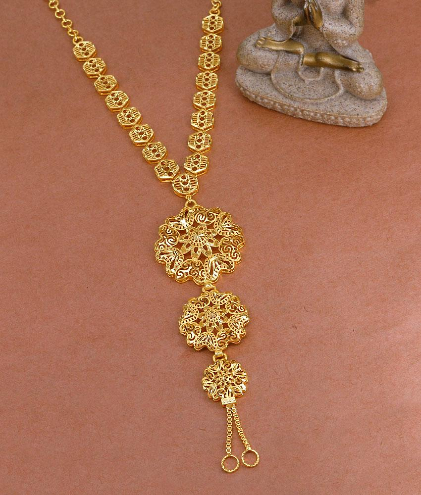 Simple One Gram Gold Secondary Haram Floral Design For Women HR3327
