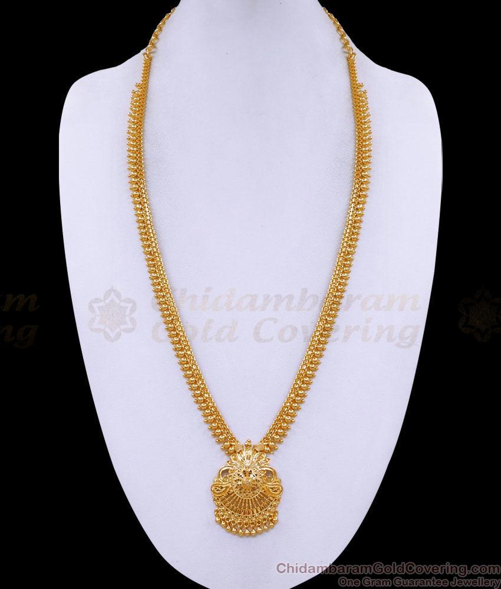 Real Gold Design Long Haram Beads Design Without Stone HR3352
