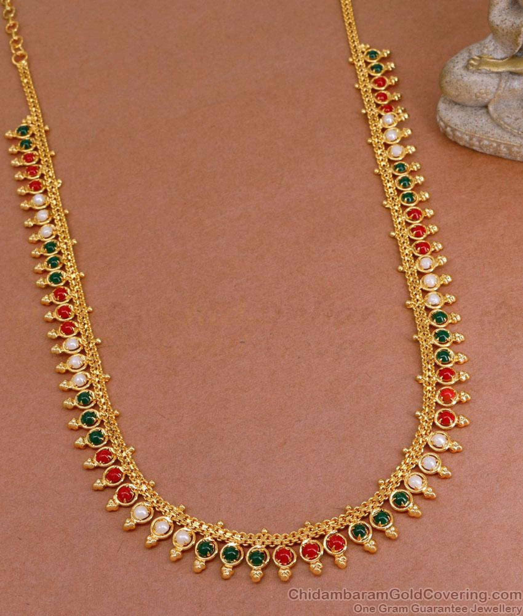 New Arrival Kerala Pattern Gold Imitation Haram Pearl And Coral Jewelry ...