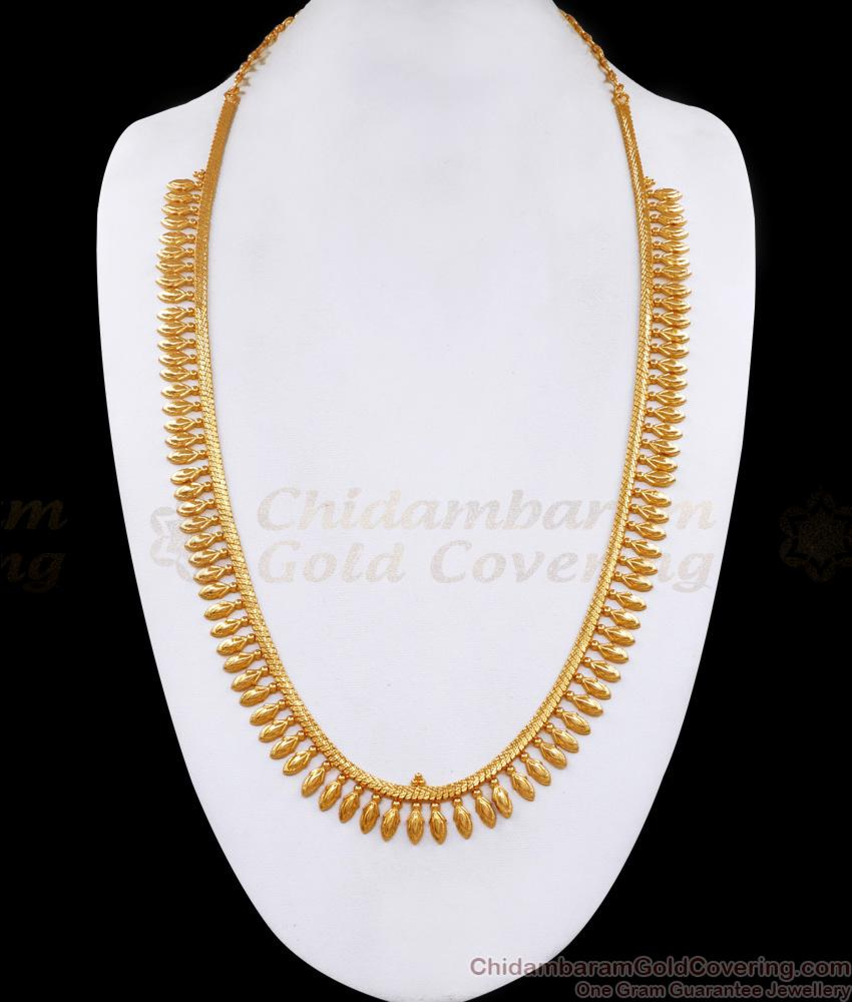 Beautiful Big Mullai Mottu Gold Imitation Long Haram For Brides HR3388