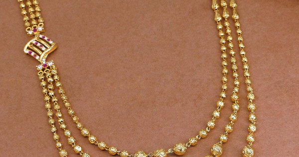 Buy Three Line Milagu Mani Gold Haram Design For Women HR3406