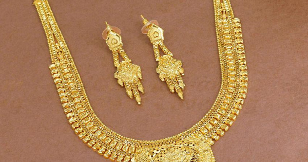 Buy Two Gram Gold Haram Mulli Mottu Design With Matching Earring