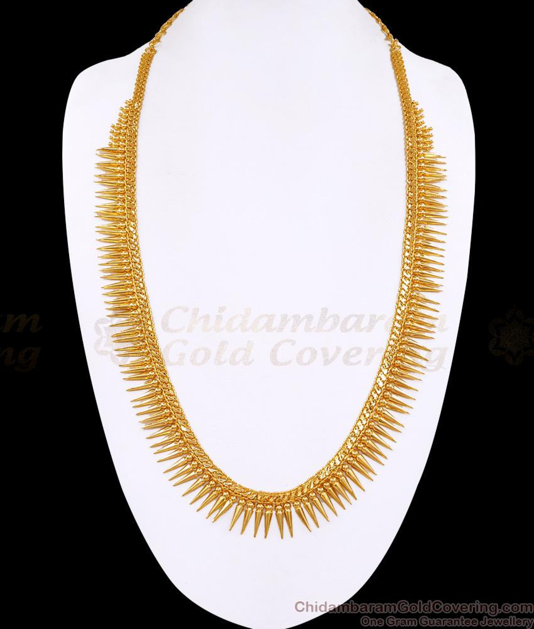Pure Gold Tone Big Mullaipoo Long Haram Designs For Women HR3442