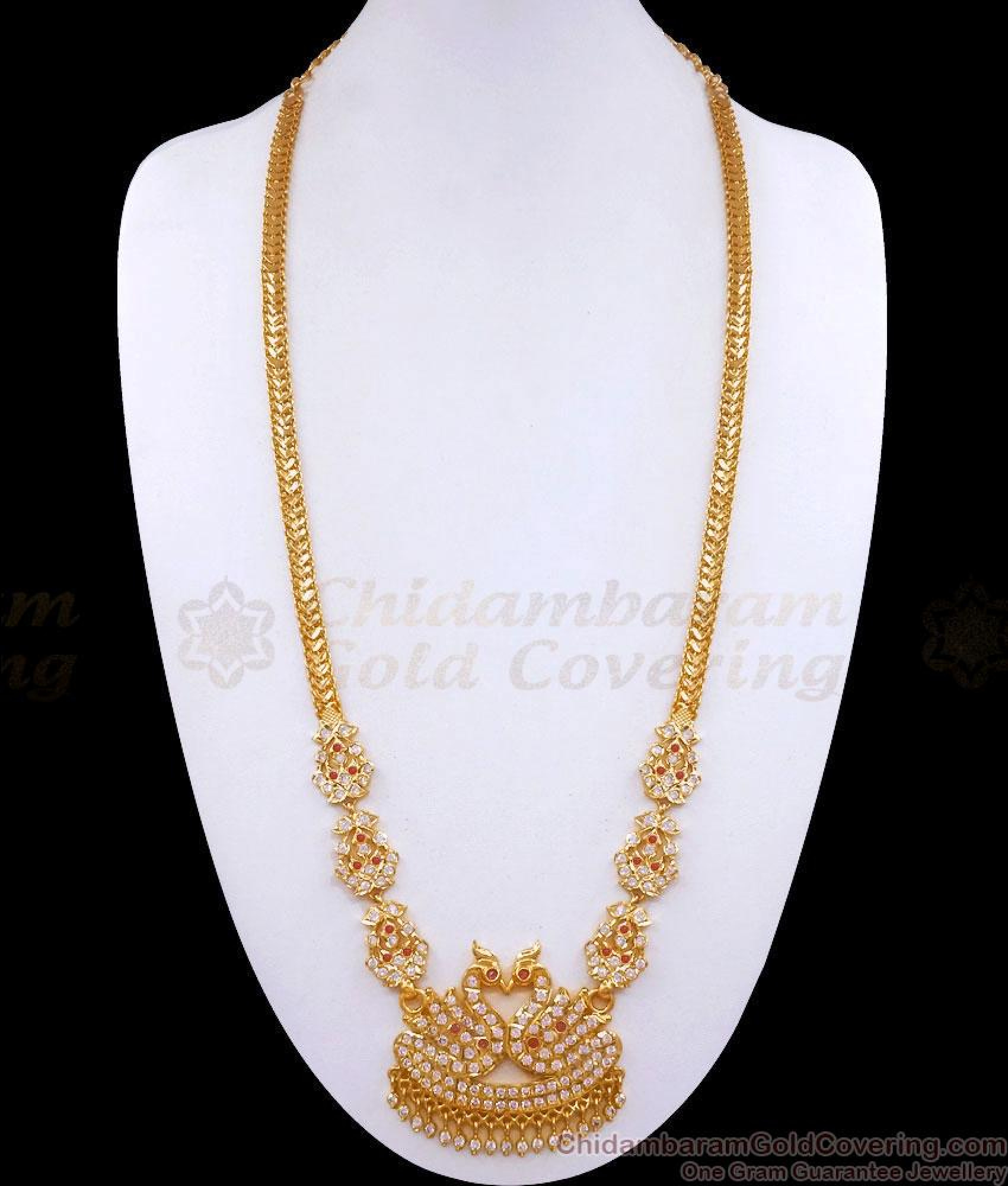 Original Impon Panchaloha Dual Swan Long Haram Design For Marriage HR3474