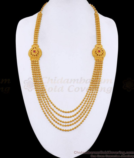 Kasu Malai, Ruby Stone Gold Plated Aaram, American Diamond Aaram ...