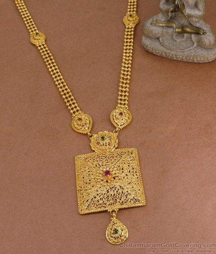 Buy Lakshmi Coin Gold Imitation Haram Ruby Stone Collections HR2908