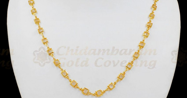 Dazzling White Stone Gold Short Chain For Online Shopping CHNS1068