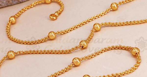 Traditional Gold Chain For Women With Golden Beads CHNS1160