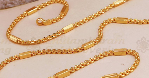 One Gram Gold Link Chain Box Design For Men CHNS1167