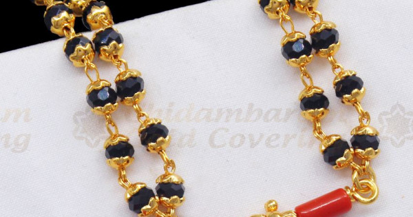 Double Line Black Beads Thali Gold Chains For Married Womens THAL99