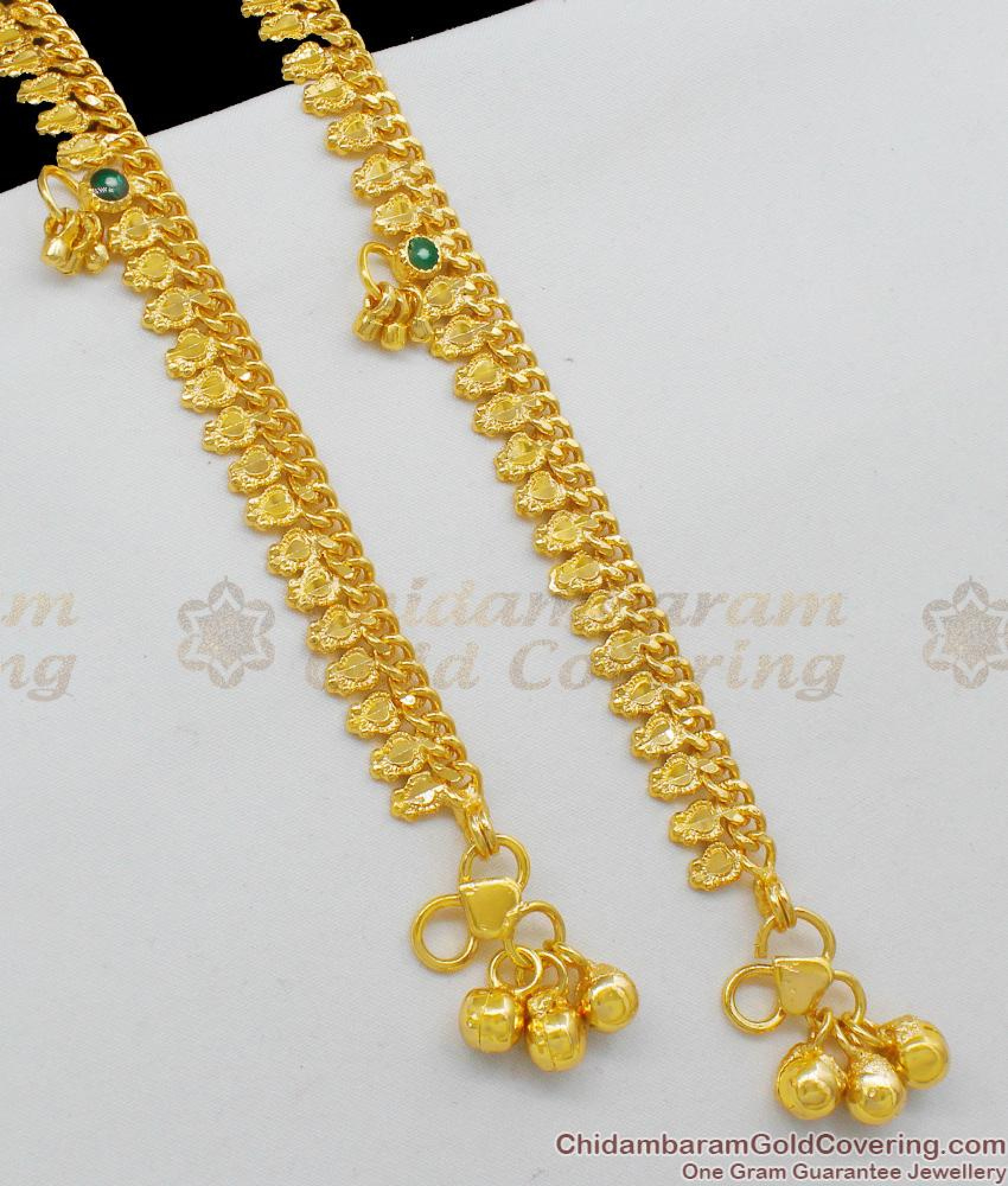 10 Inch Heavy Anklet | Gold Pattern Enamel Kolusu Payal Designs for ...