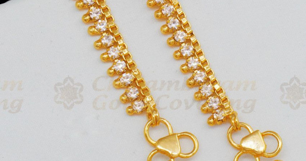 11 Inch Anklet White Stone Gold Kolusu Online Shopping ANKL1096