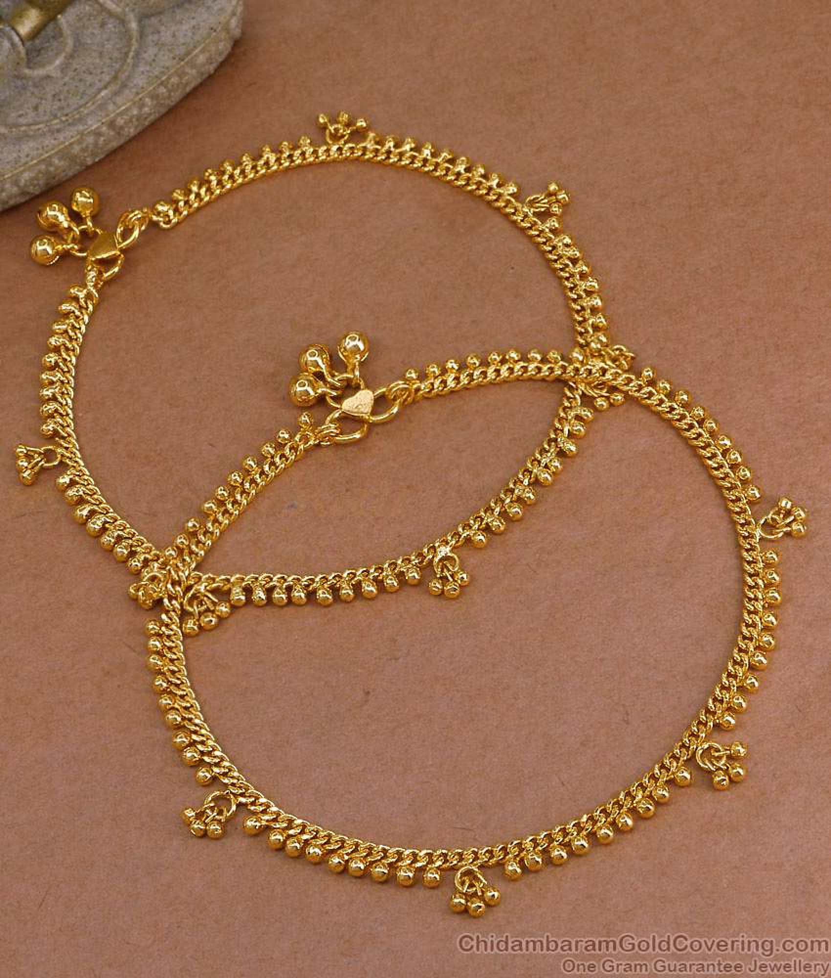 10 Inch Stunning Design Gold Anklets For Daily Wear ANKL1103