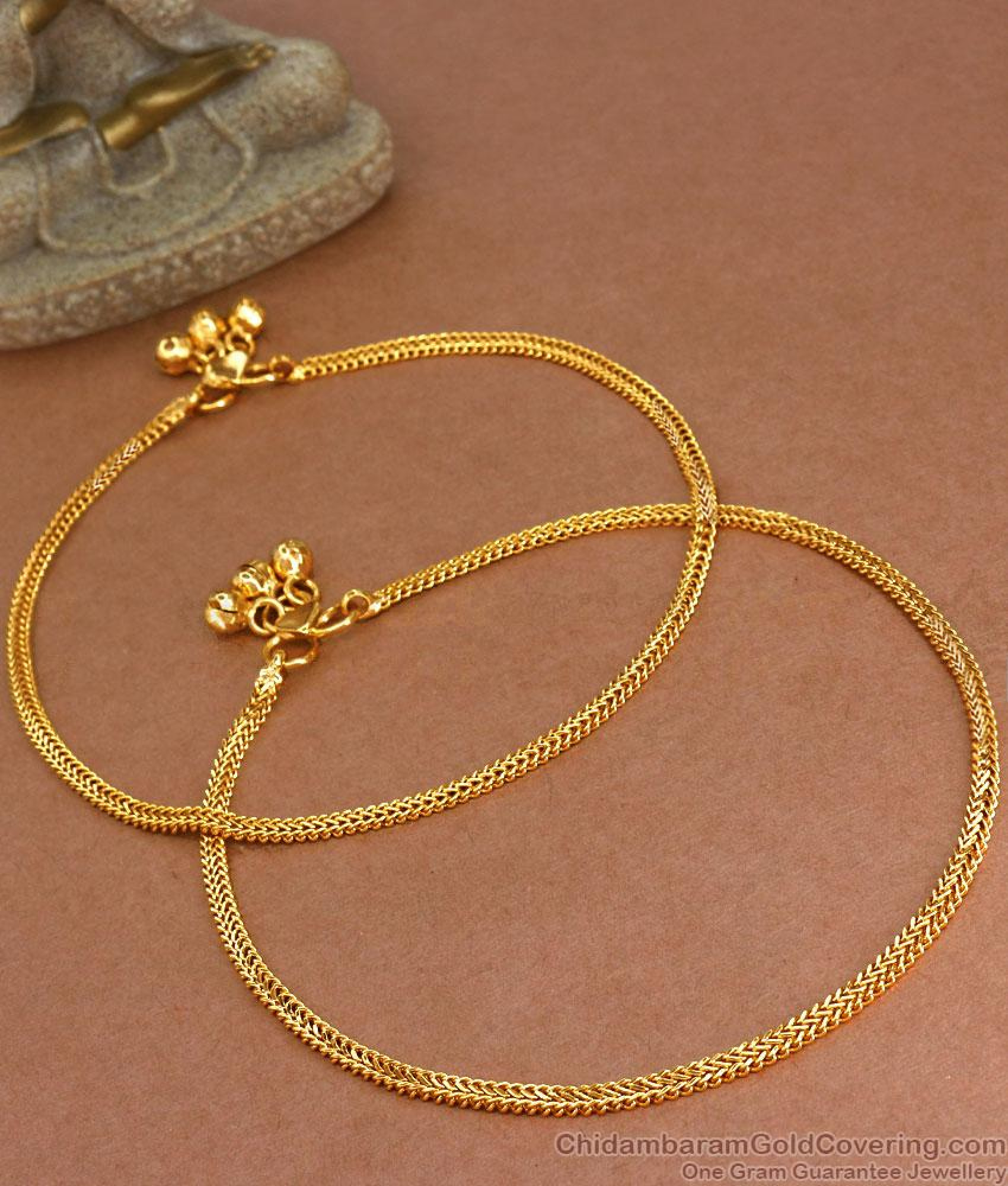 10 Inch Plain 1 Gram Gold Anklets For Womens ANKL1195