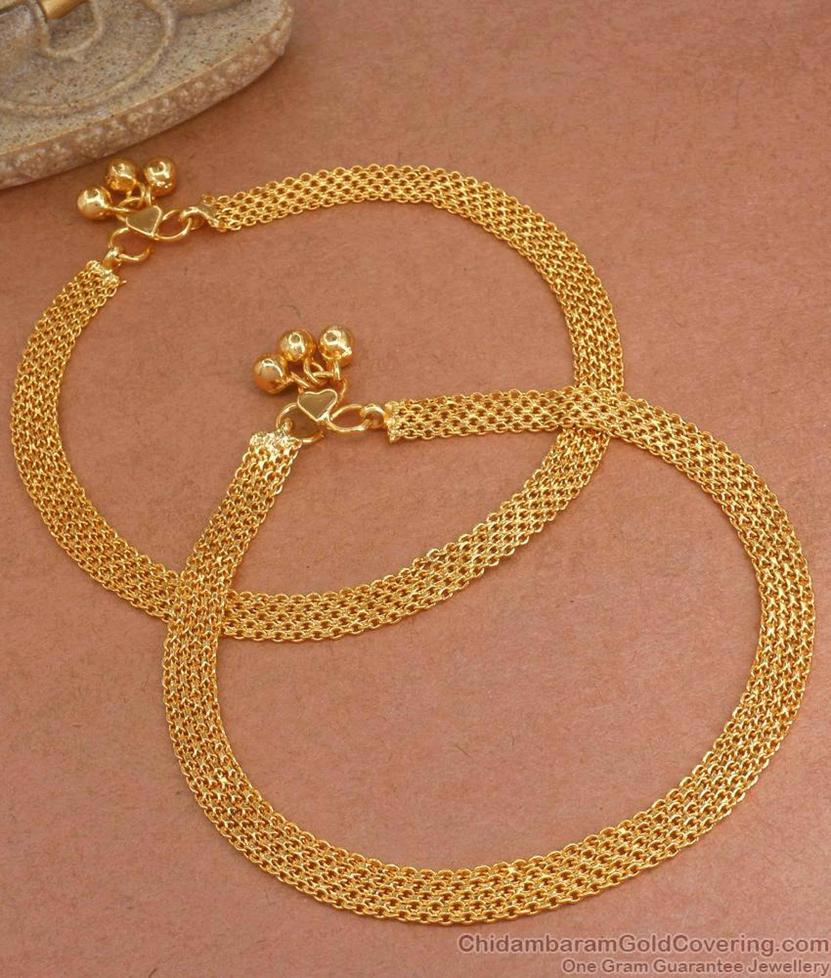 10 Inch Flat Type 1 Gram Gold Anklet Collection Women Fashion ANKL1209