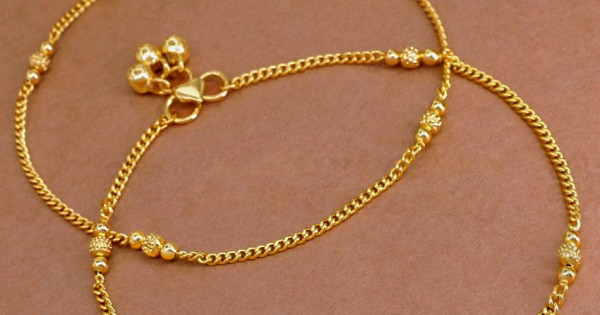 11 Inch Light Weight Gold Payal Designs For Everyday Use ANKL1214