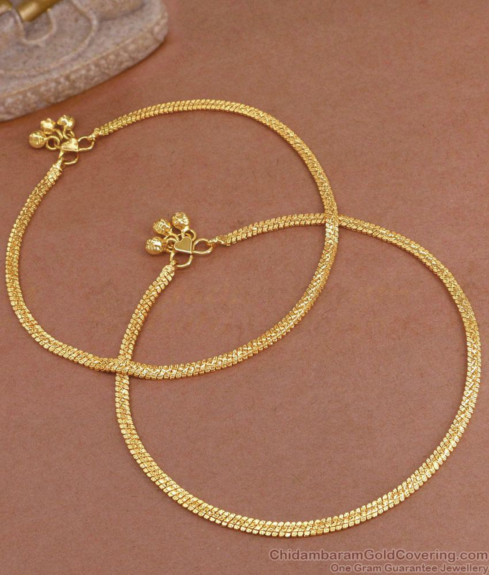 11.5 Inch Buy Pure Gold Tone Flat Anklet Design Shop Online ANKL1240