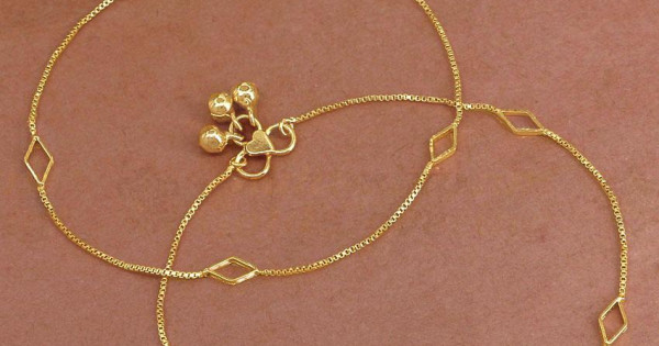 11 Inch Stylish Micro Gold Plated Payal Collection For Girls ANKL1242