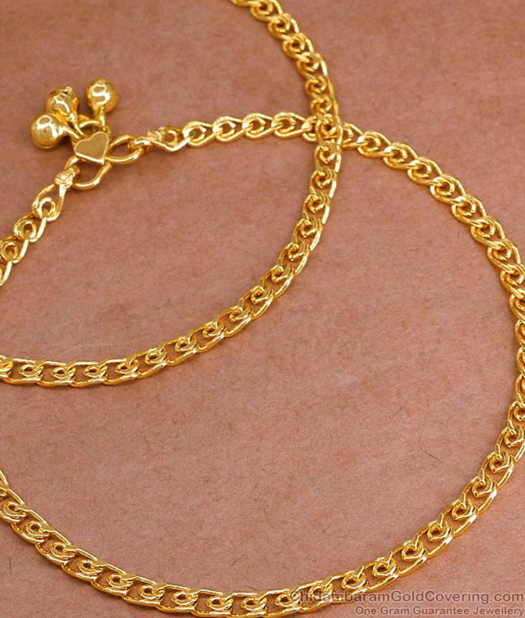 11 Inch Simple Gold Design Plain Payal Collection For Women ANKL1265