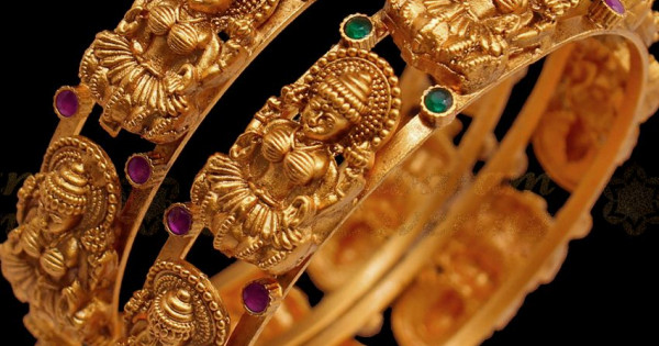 BR1422-2.4 Size Premium Temple Jewellery Bangles Antique Nagas Work ...