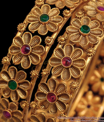 Premium Nagas Collections Antique Bangles | Temple Jewery