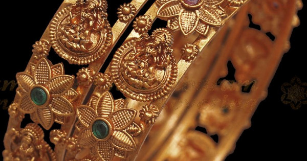 BR1852-2.8 Size Premium Antique Temple Jewelry Bangles Lakshmi Design