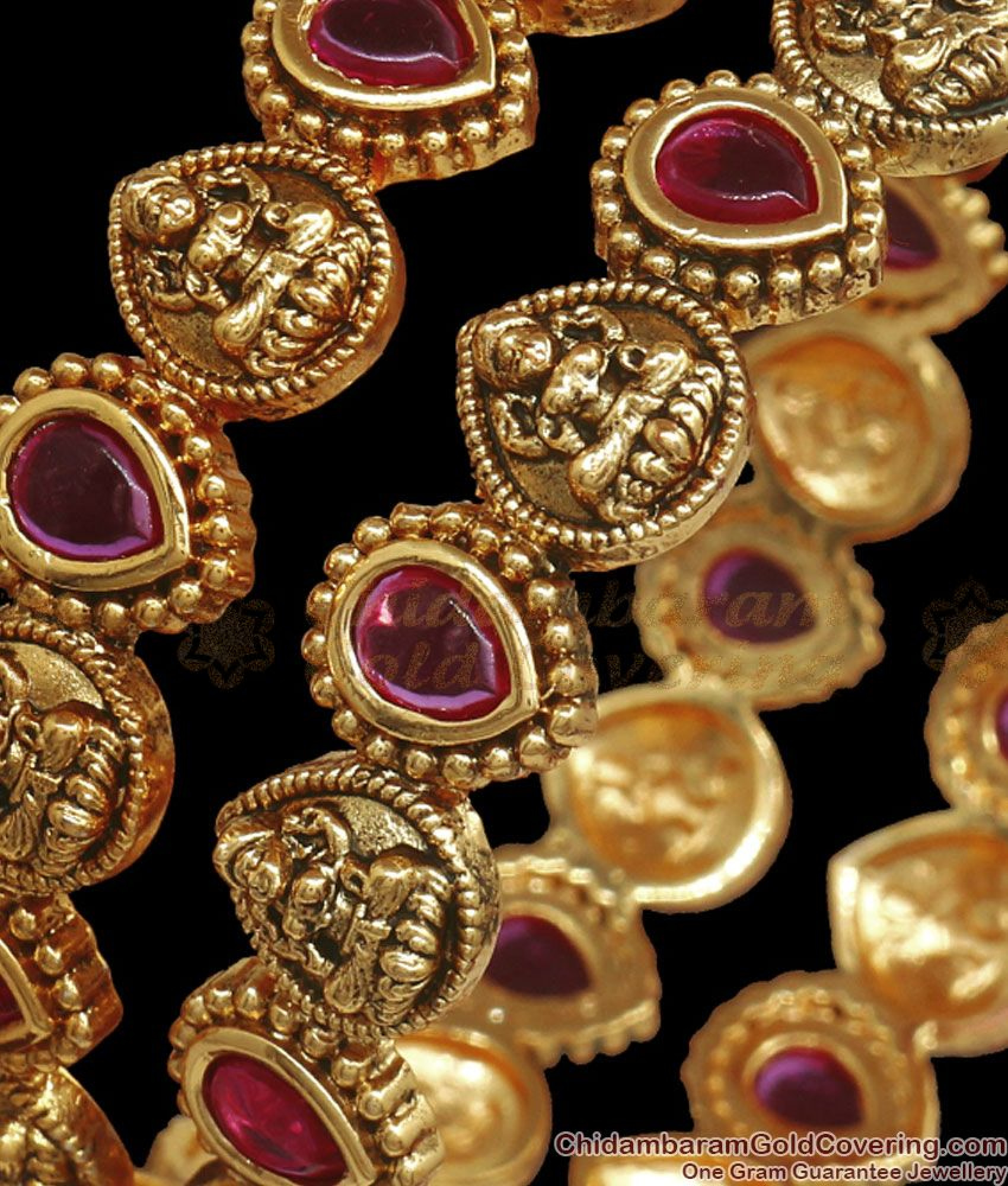 BR2029-2.8 Size Antique Nagas Bangle Collections Big Kemp Stone Lakshmi ...