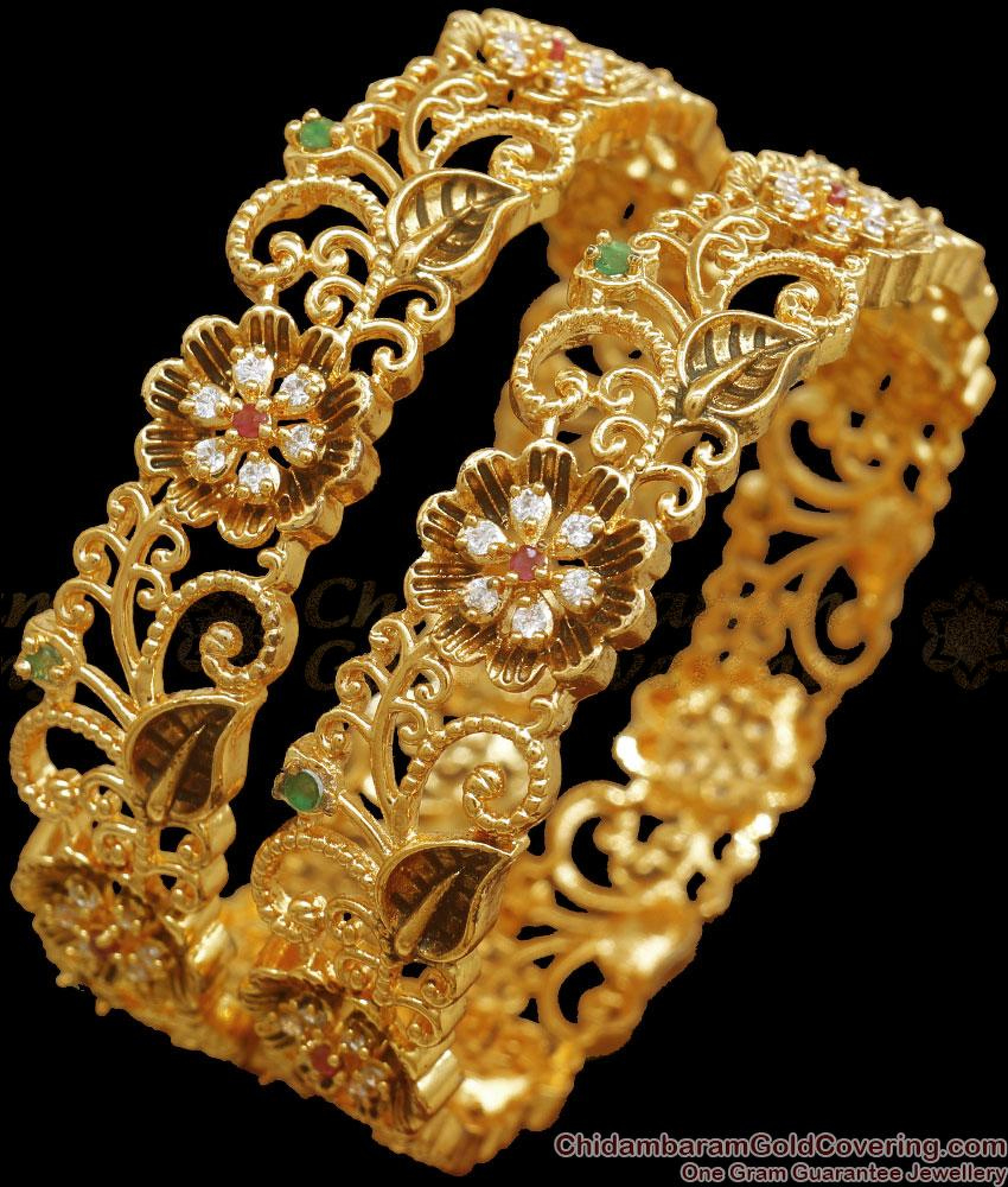 BR2231-2.6 Size Premium Handcrafted Floral Pattern Antique Bangle ...