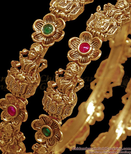 Premium Nagas Collections Antique Bangles | Temple Jewery