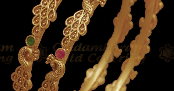 BR2278-2.8 Size Full Matt Pattern Peacock Design Antique Bangles Shop ...