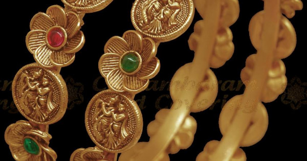 BR2279-2.4 Size Premium Antique Nagas Bangle Radhe Krishna Design ...