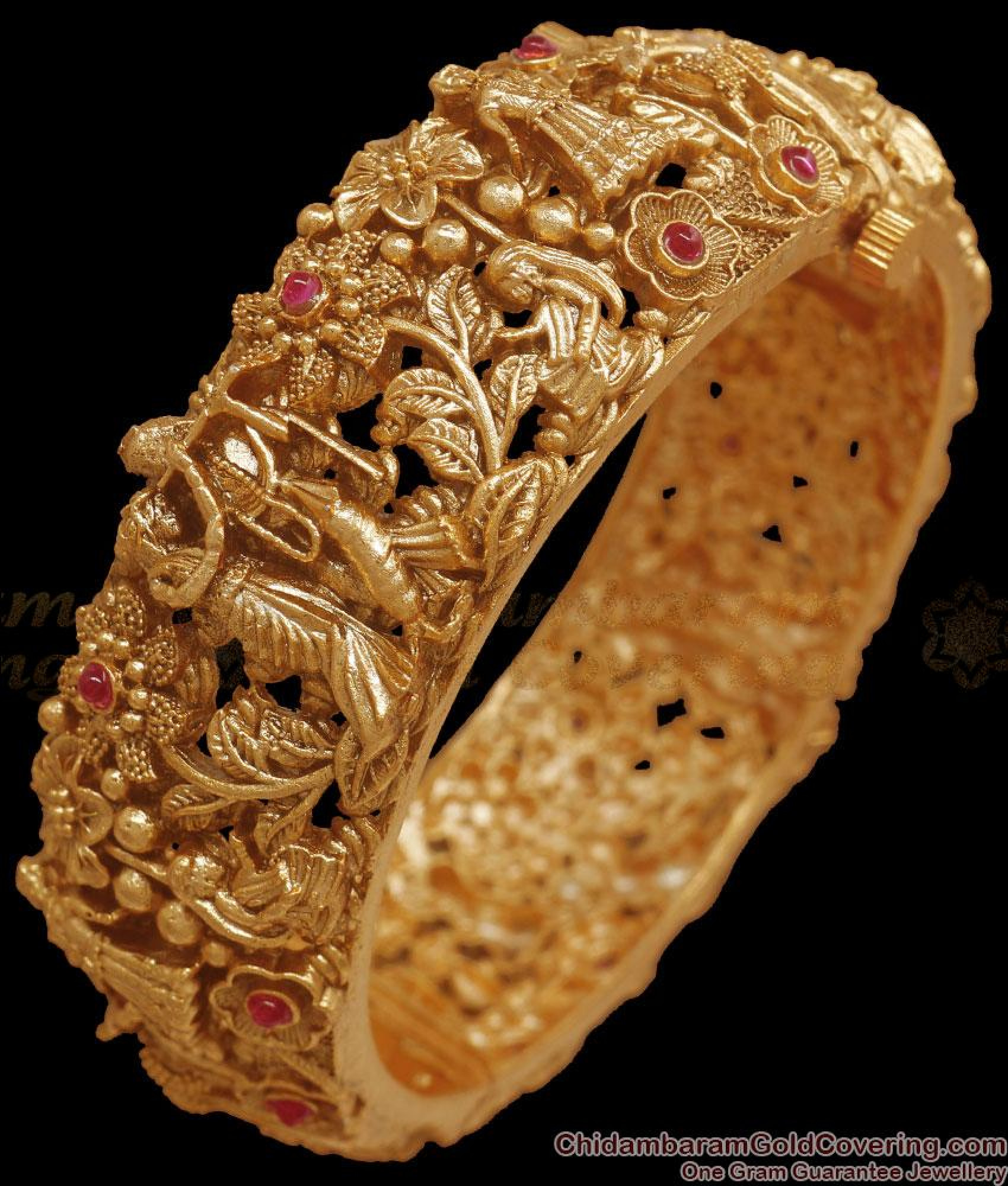 BR2280-2.8 Size Heavy Bridal Radhe Krishna Antique Bangle Nagas Temple ...