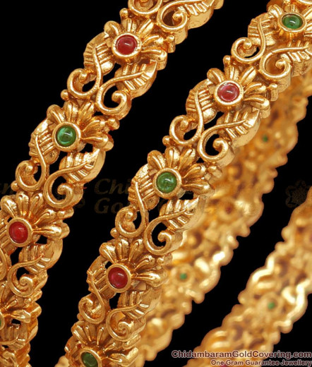 Premium Nagas Collections Antique Bangles | Temple Jewery