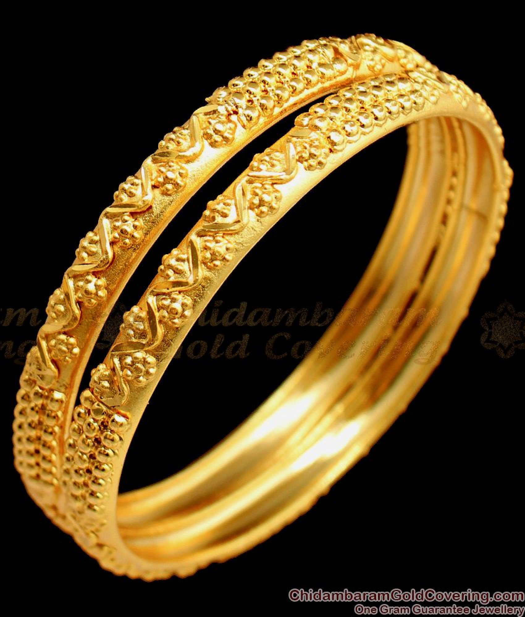 BR1443-2.4 Stunning Real Gold Bangle Design Forming Pattern Unique ...