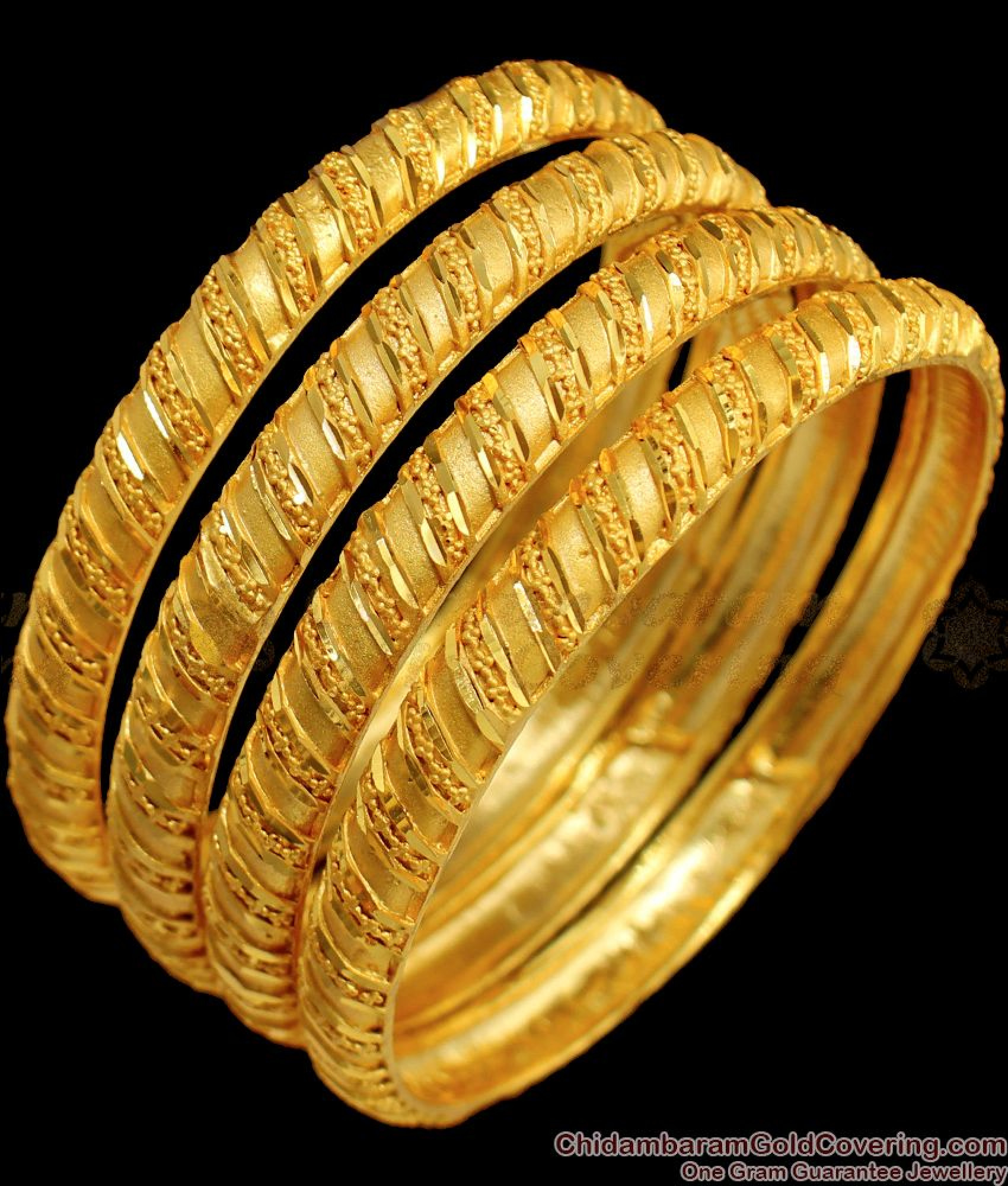 BR1444-2.8 Set Of Four Gold Bangles Traditional Plain Twist Model Real ...