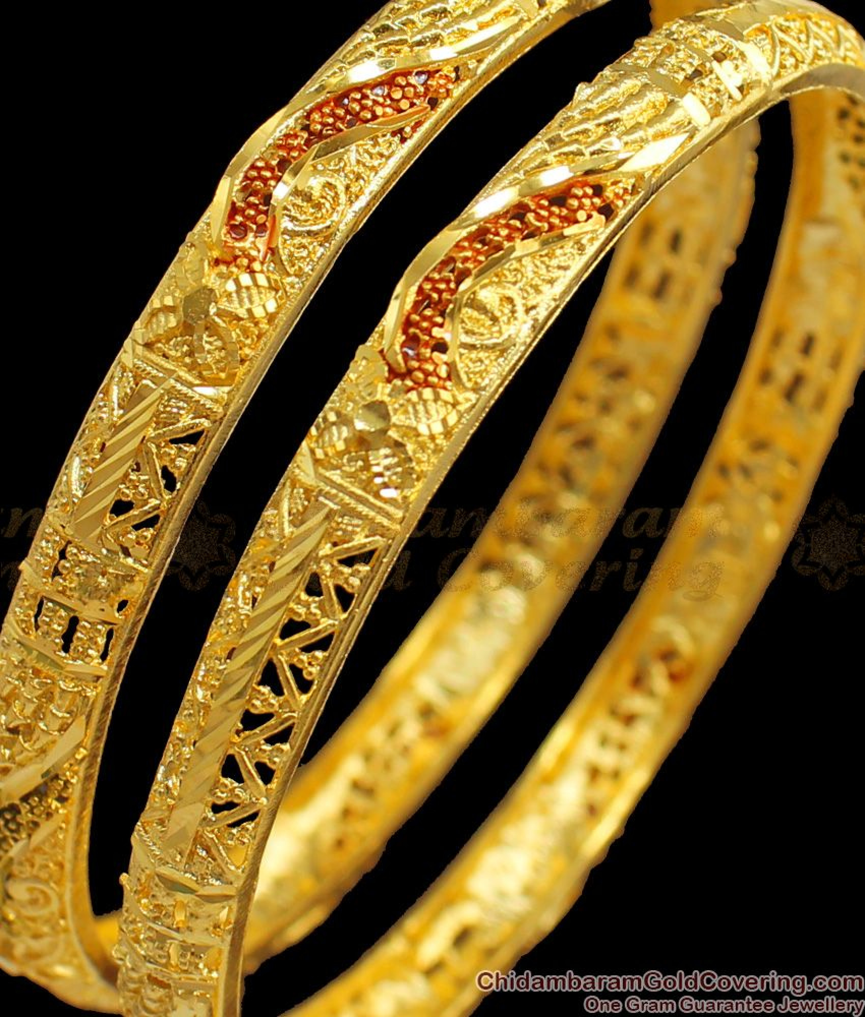 BR1534-2.4 Attractive Enamel Gold Bangles Design For Wedding Forming ...