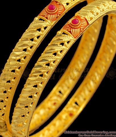 BR1005-2.6 Size Flower Design Broad Kada Screw Type Bangles