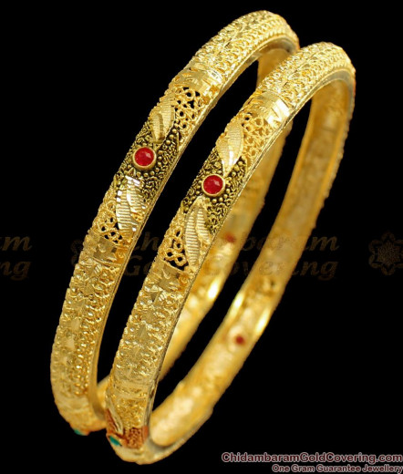 BR1005-2.6 Size Flower Design Broad Kada Screw Type Bangles