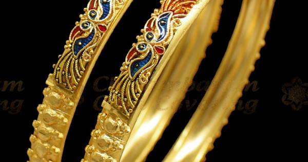 BR1550-2.8 Latest Peacock Design Gold Bangles For Online Shopping