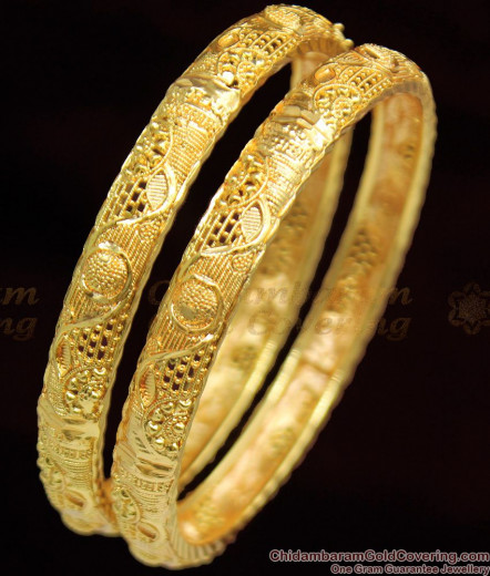 BR1337-2.6 Beautiful Flower Model One Gram Gold Tone Bangles Set Online ...