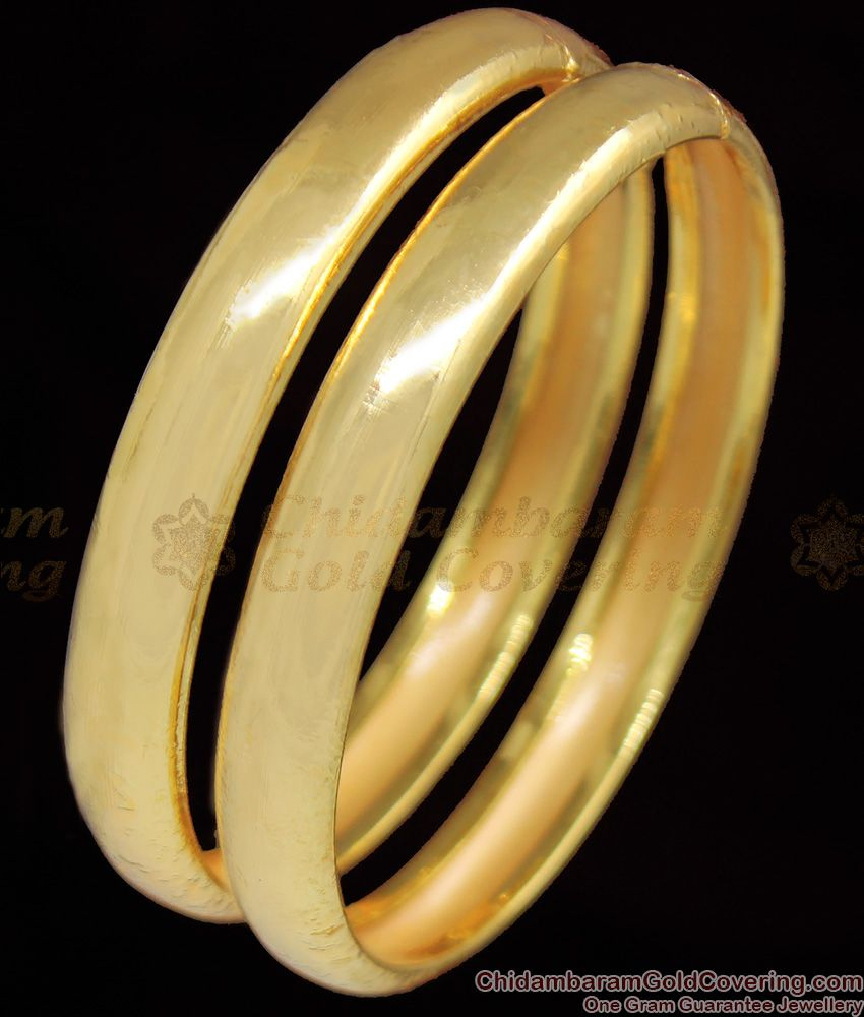 BR1065-2.4 Thick Kappu Model Plain Gold Plated Bangles Daily Use